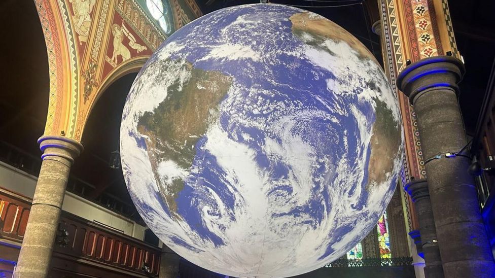 Gaia: Giant globe goes on display in St Thomas' Church in Douglas - BBC ...