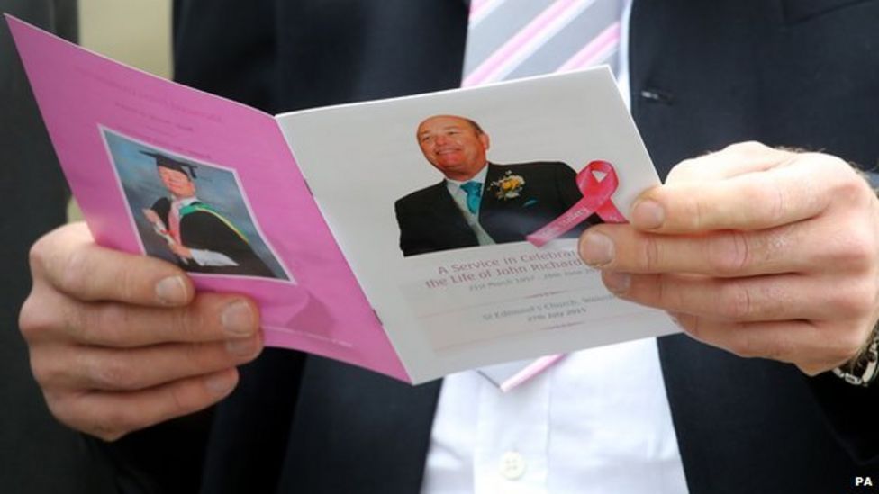 Tunisia attack: John Stollery funeral mourners wear pink - BBC News
