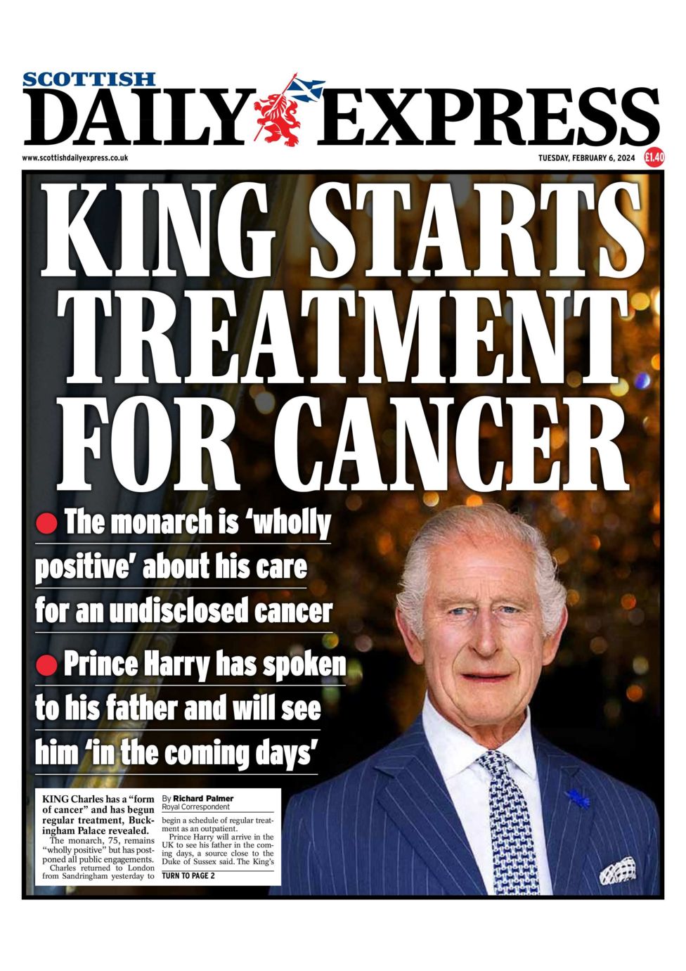 Scotland's papers: 'King has cancer' and wills loophole for murderers ...