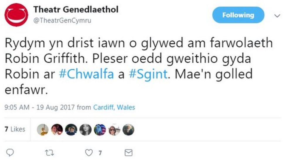 Yr actor Robin Griffith, llais Blodyn Tatws, wedi marw - BBC Cymru Fyw