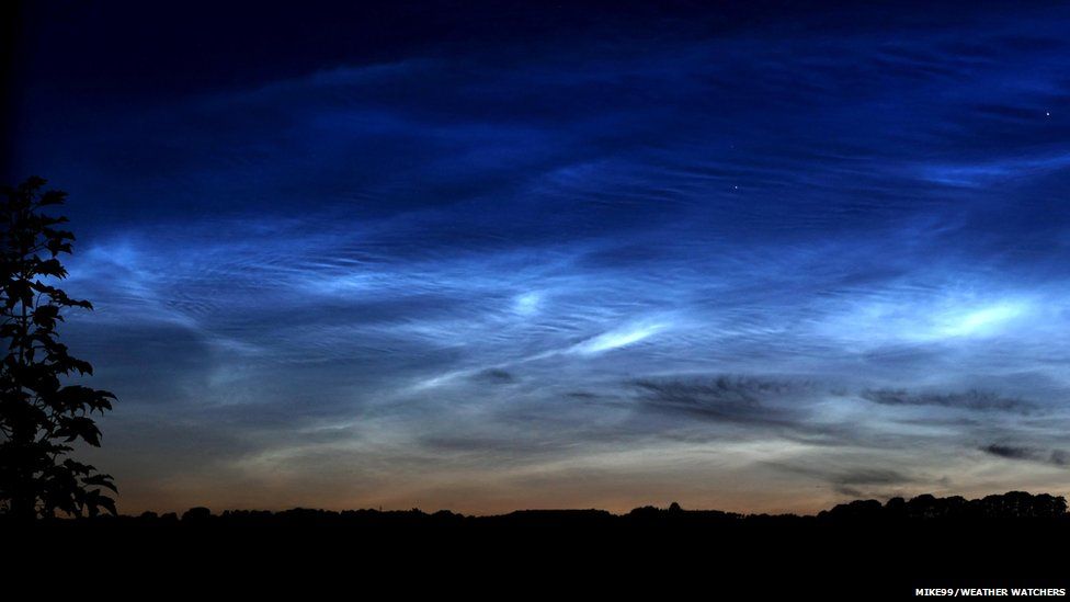 Dazzling noctilucent clouds spotted by Weather Watchers - BBC Weather