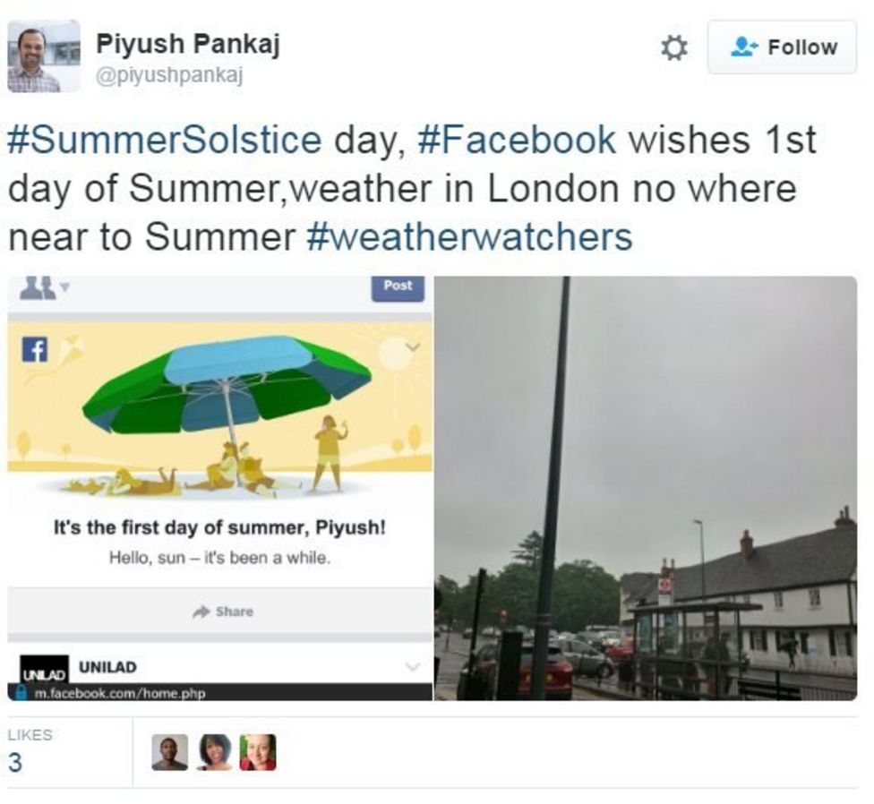 A soggy start to the summer leads to wet weather jokes online - BBC News