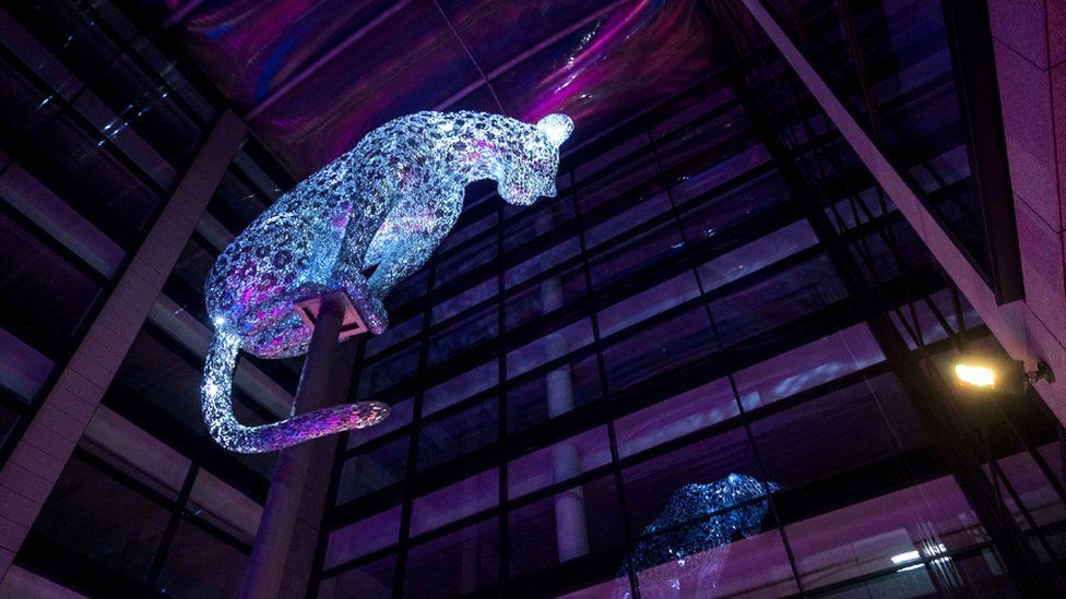 Leopard by Kelpies creator goes on public show in Aberdeen - BBC News