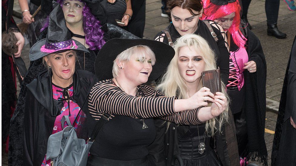 Witches launch Europe's biggest Halloween party - BBC News