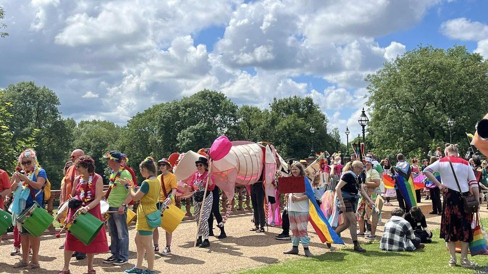 Huge crowds attend colourful Pride in Stoke-on-Trent - BBC News
