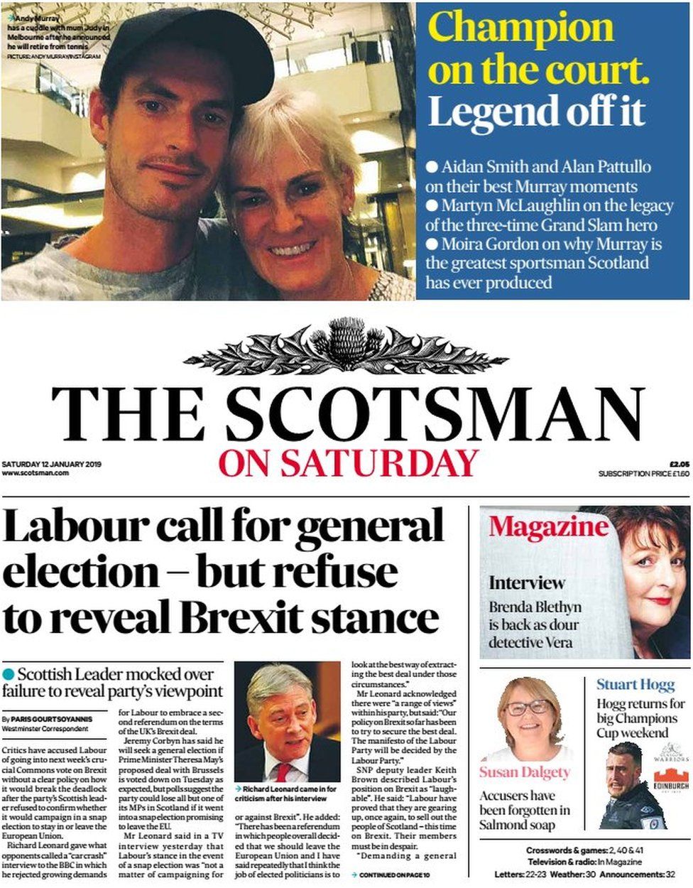 Scotland's papers: Scotland salutes 'greatest hero' Andy Murray - BBC News