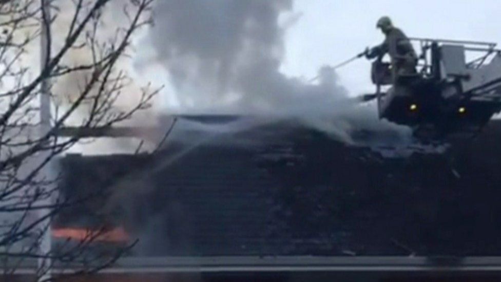 Fire service deal with blaze at military barracks in County Down - BBC News