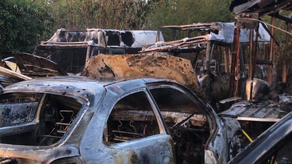 St Merryn fire: Arson suspected in scrap vehicle blaze - BBC News St Merryn fire: Arson suspected in scrap vehicle blaze - BBC News