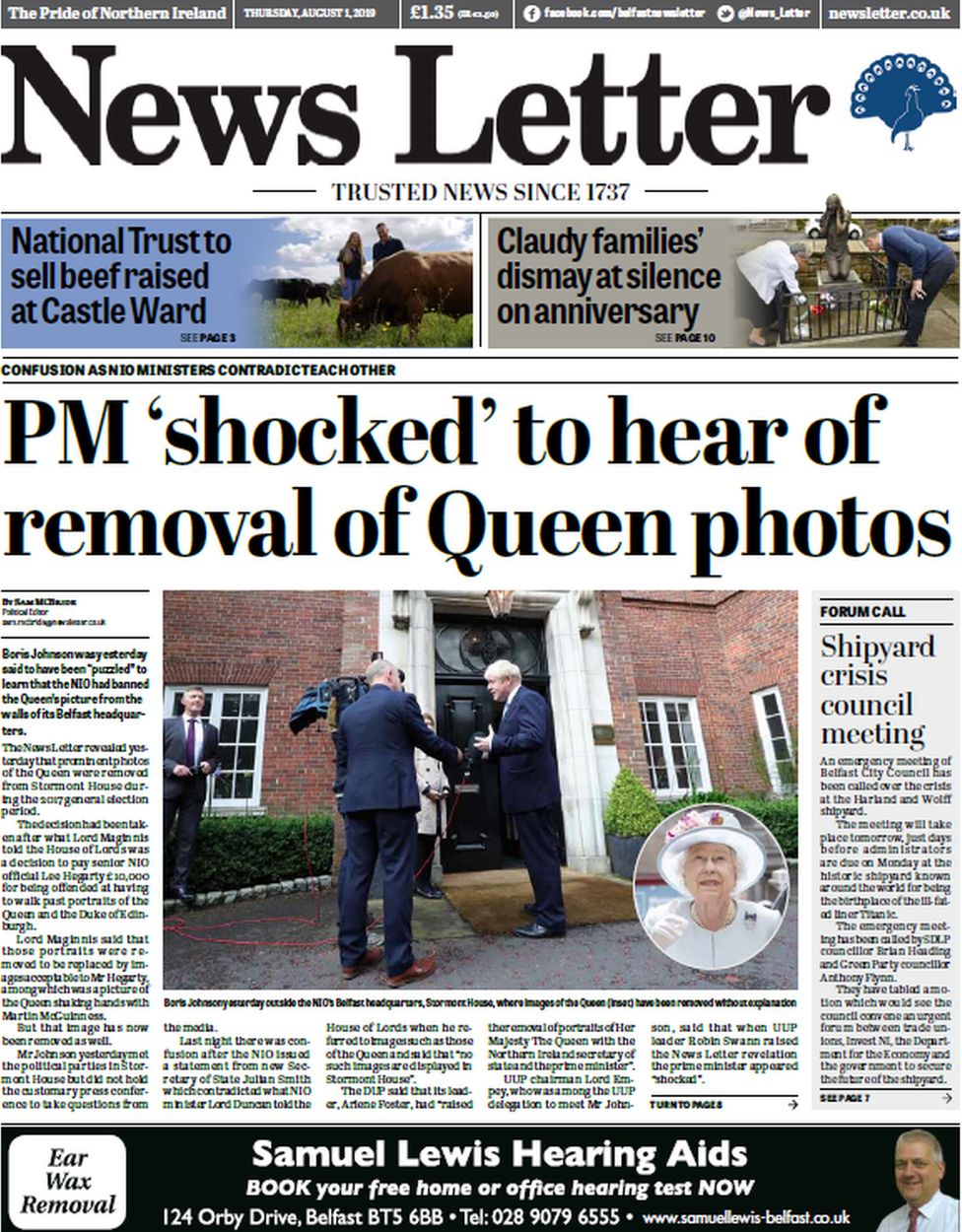 NI newspapers: Unclear picture over Queen portrait 'ban' - BBC News