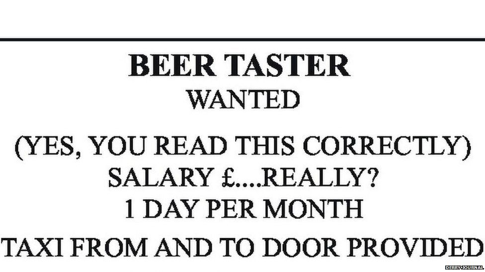 Londonderry brewery advertises for beer taster job - BBC News