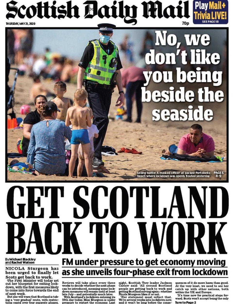 Scotland's papers: Lockdown easing to 'get Scotland back to work' - BBC ...
