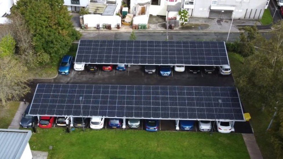 New 315-panel solar carport unveiled in Plymouth - BBC News