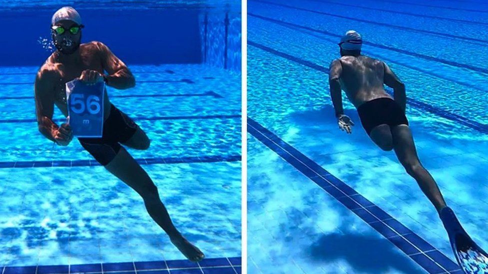 Swimmer breaks two Guinness World Records after losing leg - BBC Newsround