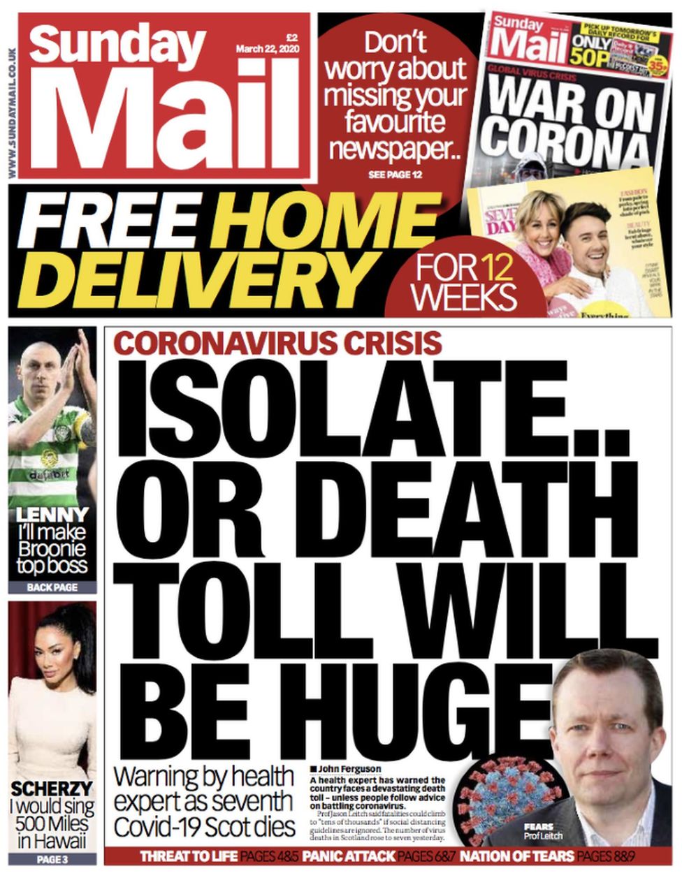 Scotland s Papers Isolate Or Death Toll Will Be Huge BBC News