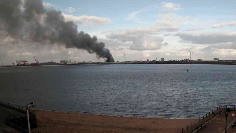 Seaforth docks fire: Warning over smoke and fumes - BBC News