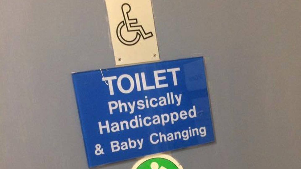 'Physically handicapped' sign angers campaigners - BBC News