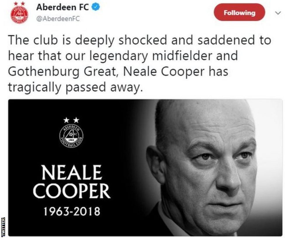 Neale Cooper: Alex McLeish devastated by former team-mate's death - BBC ...