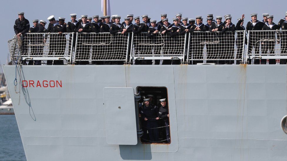 HMS Dragon returns to Portsmouth after drugs seizures - BBC News