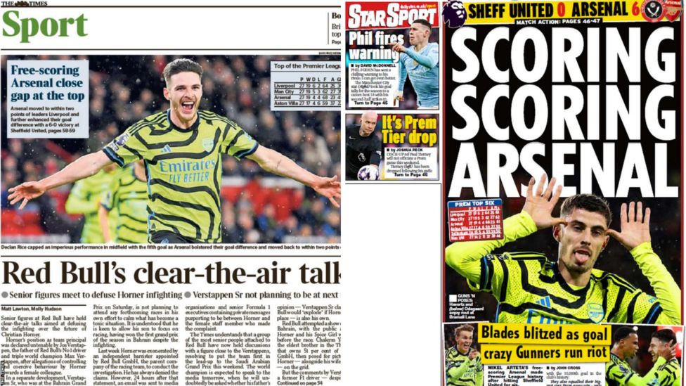 Sheffield United 0-6 Arsenal: Newspaper back pages after Gunners win ...