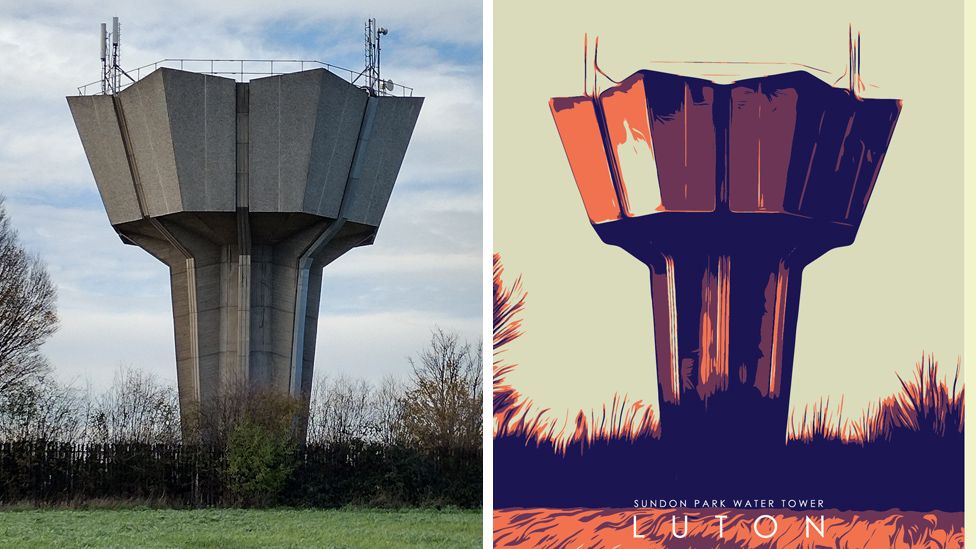 Calendar artwork showcases 'warts and all' Luton landmarks - BBC News