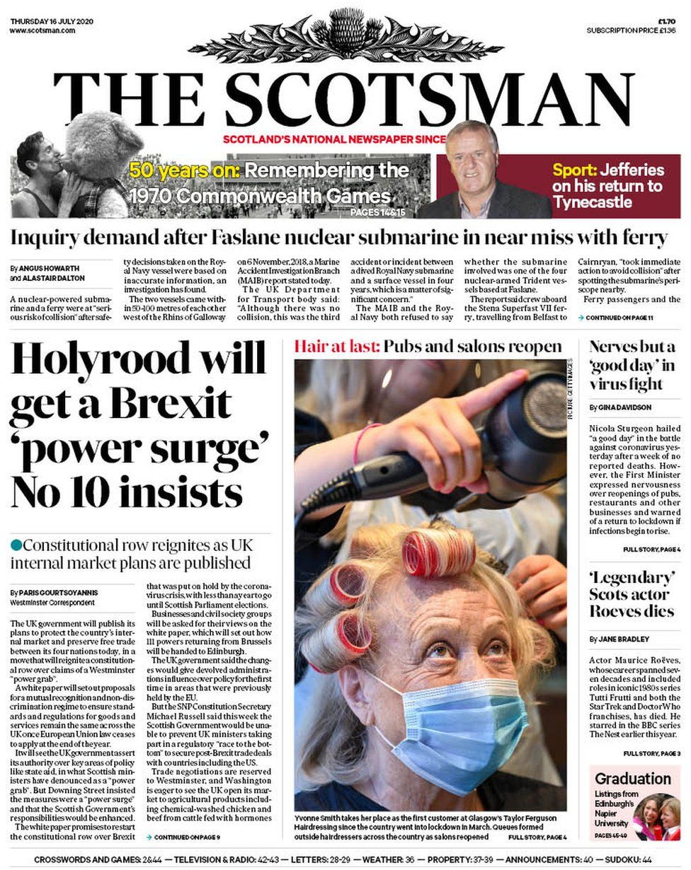 Scotland's papers: 'Biggest day for Scotland' as lockdown eased - BBC News