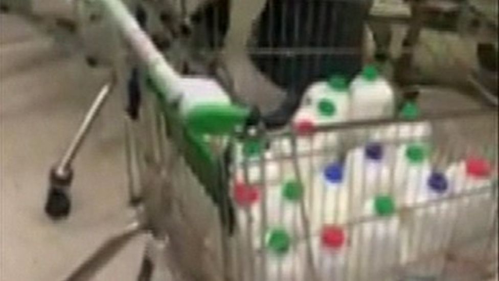 Milk protest at Morrisons sees farmers clear shelves - BBC News