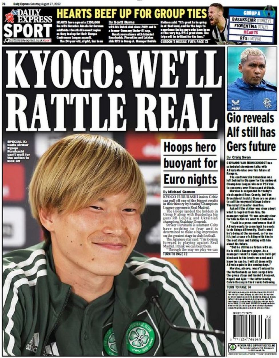 Scottish Gossip: Celtic, Kyogo, O'Riley, Rangers, Morelos, Hearts ...