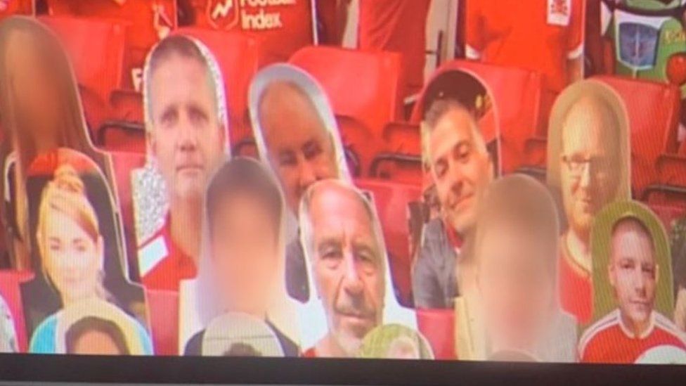 Nottingham Forest: Jeffrey Epstein cut-out seen in stand - BBC News