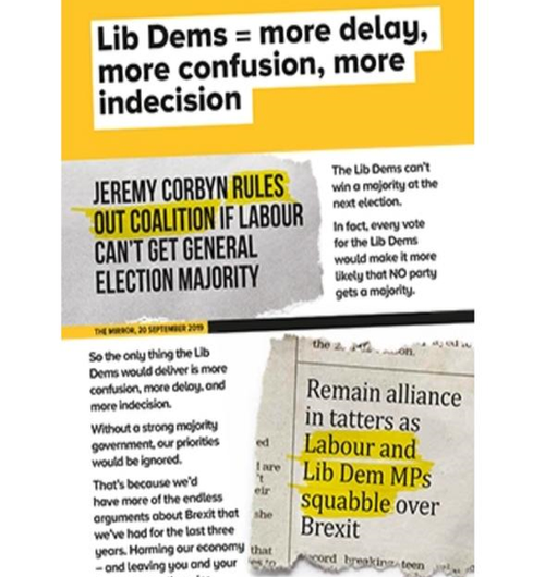 Conservative campaign leaflets: Vote for rivals puts Brexit at risk ...