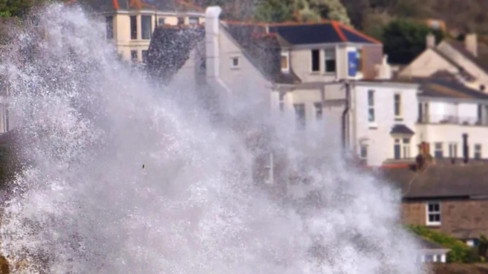 Storm Kathleen created large waves across the Cornwall coast - BBC News