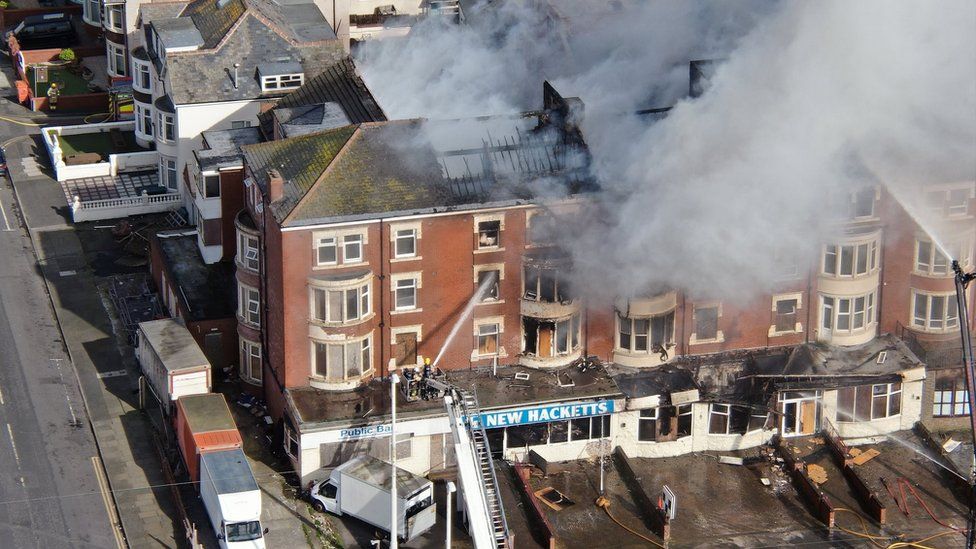 Blackpool hotel fire: Civic group backs demolition in conservation area ...