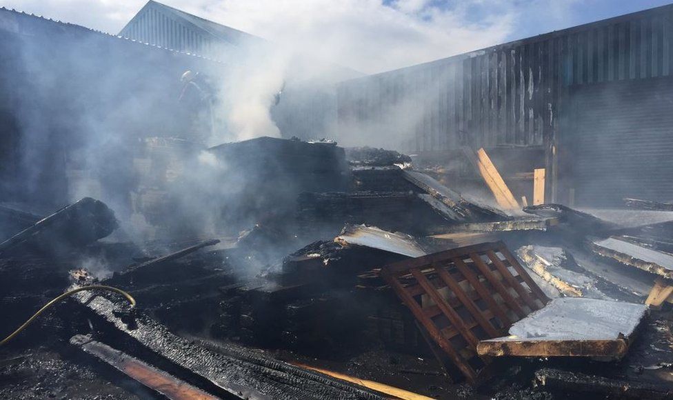 'Severe' fire at Brierley Hill timber yard tackled - BBC News