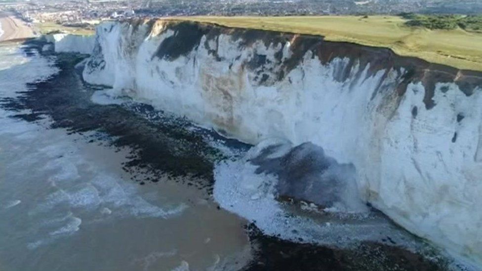 Third Seaford cliff fall sees sections roped off - BBC News
