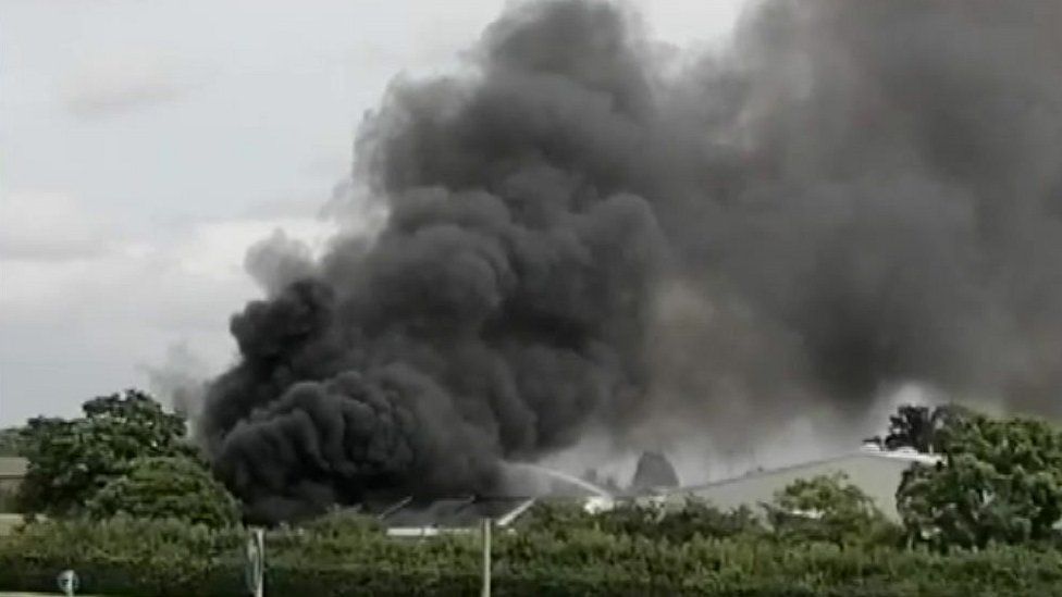 Large fire breaks out at Nuneaton engineering firm Mira - BBC News