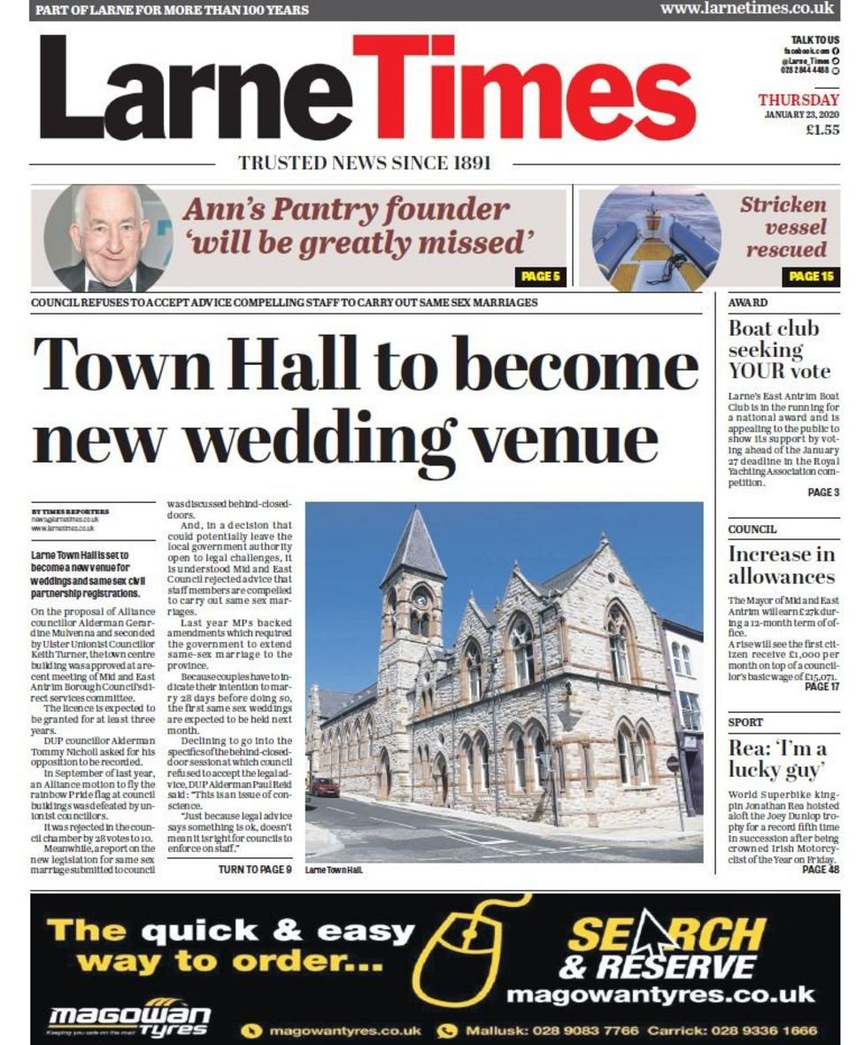 NI weekly papers: 'A gift of life' and town hall wedding plans - BBC News
