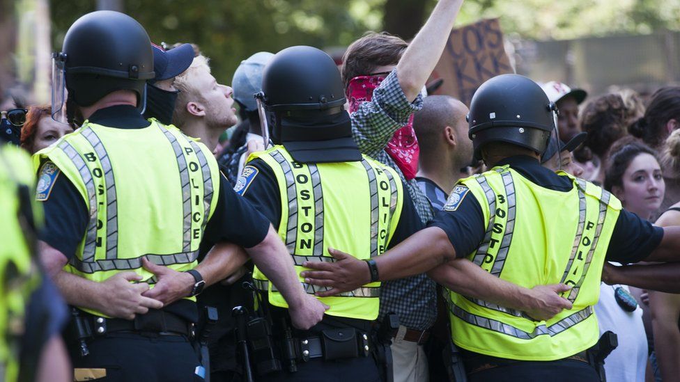 Boston anti-racism protester: 'It's the right thing to do' - BBC News