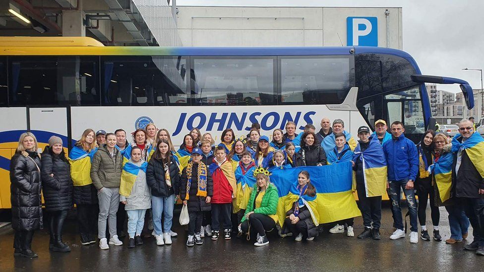 Coventry refugees at Wembley for England-Ukraine match - BBC News
