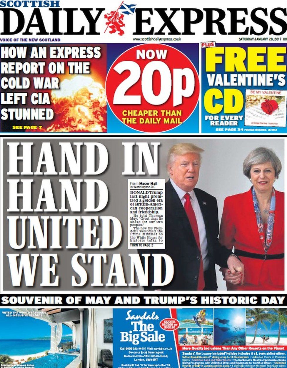 Scotland's papers: Donald Trump and Theresa May 'love-in' - BBC News