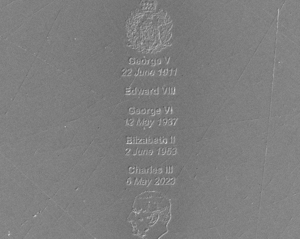 Microscopic monarch names etched on to coronation coin - BBC News