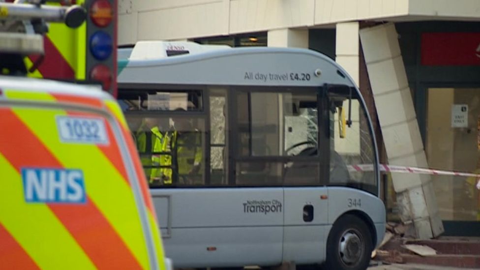 'Multiple injuries' in Nottingham Argos store bus crash - BBC News