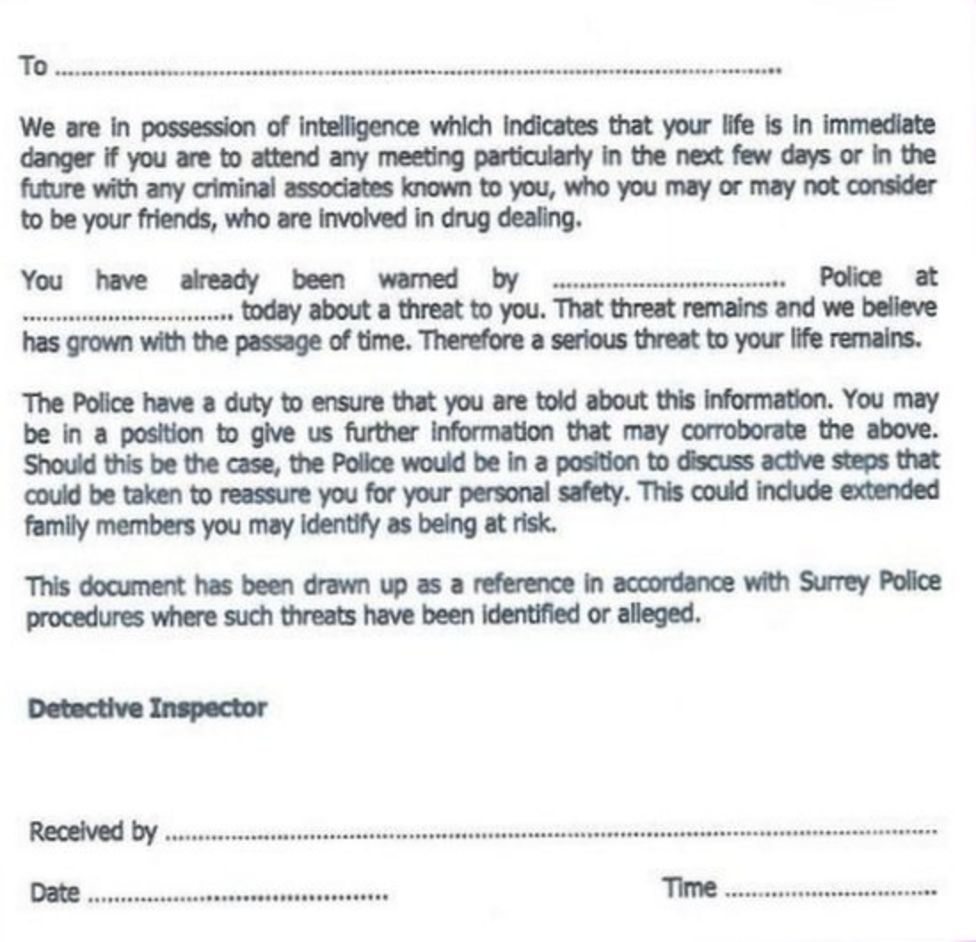 Police letters warn 1,900 people of 'threat to life' - BBC News
