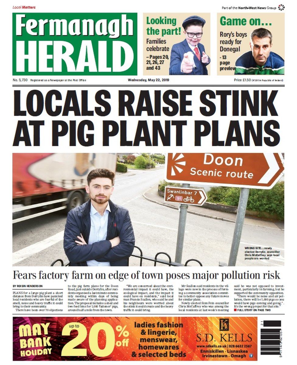 NI weekly papers: A councillor's big day and noisy pigs - BBC News