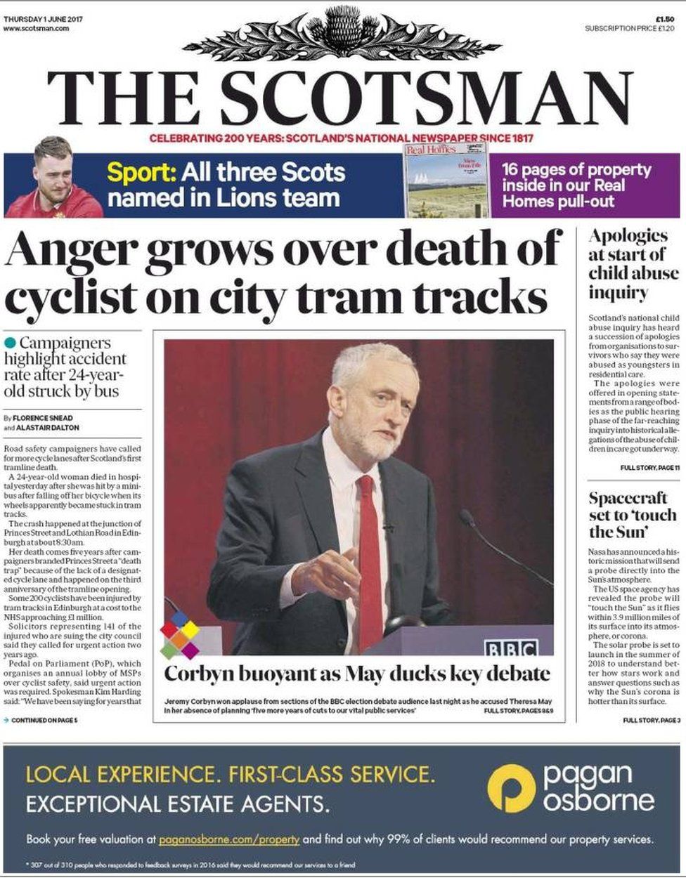 Scotland's papers: Sick pensioner left in street - BBC News