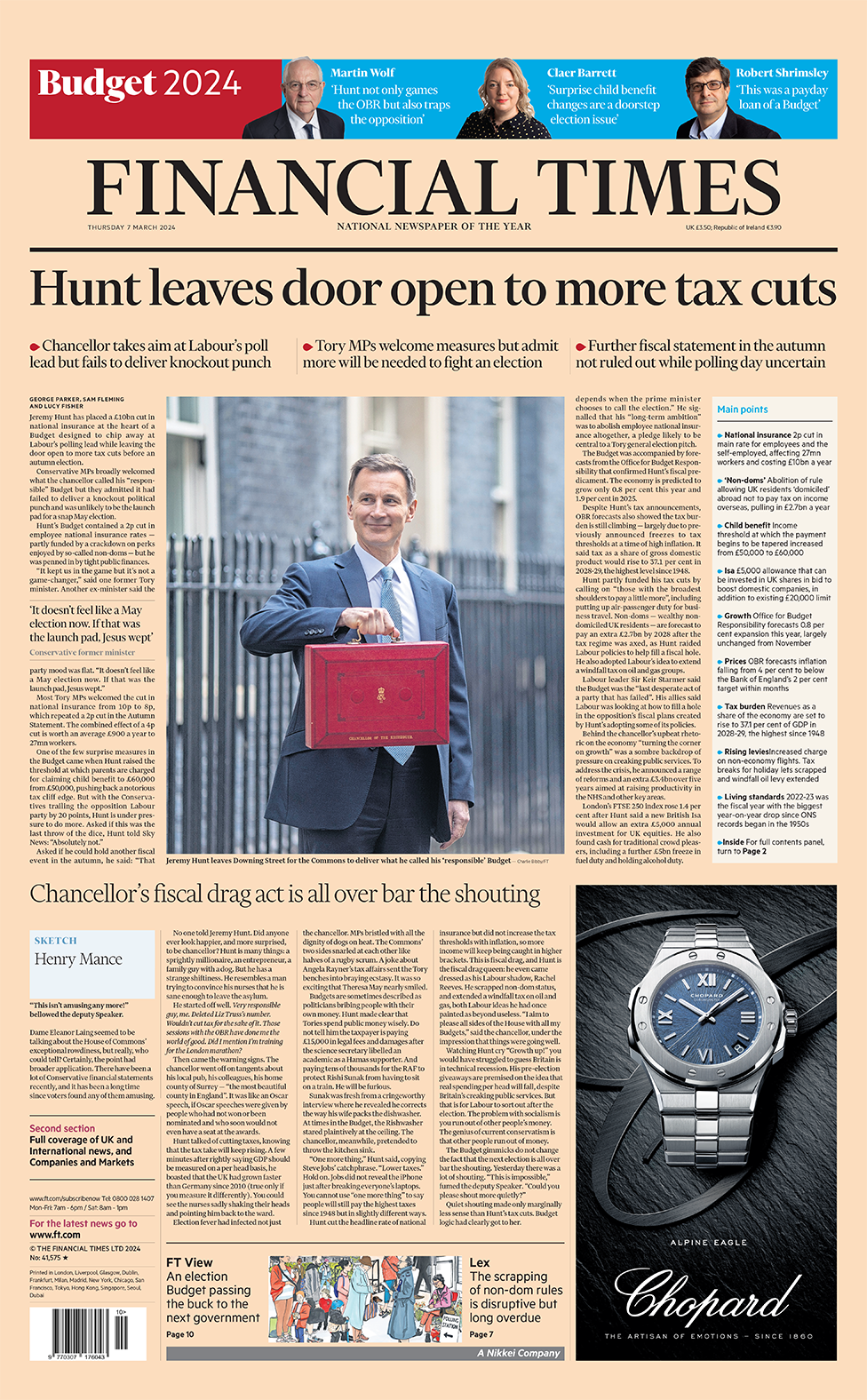 Newspaper headlines: Hunt cuts NI but is told 'Britain deserves better ...