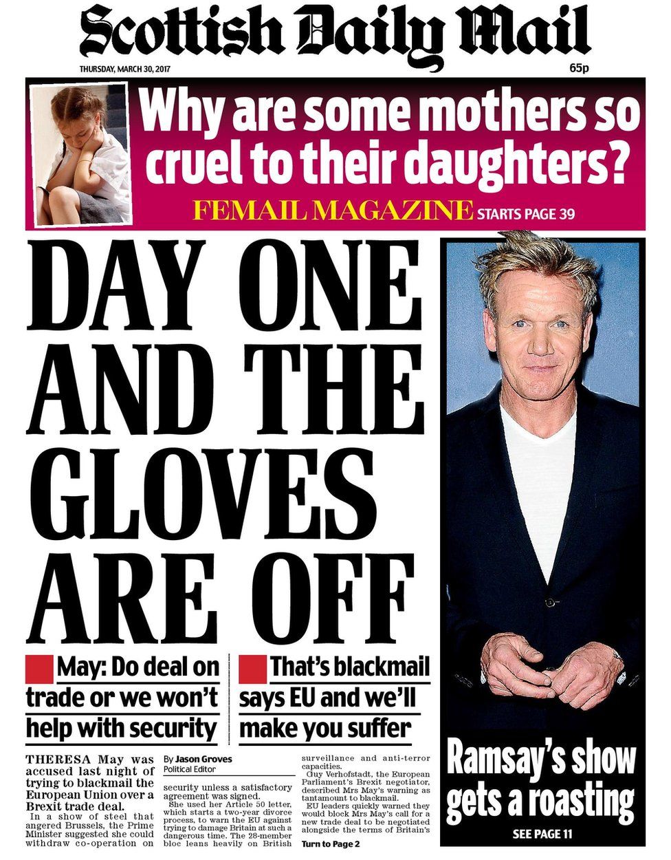 Scotland's papers: Brexit begins and firebomb attack - BBC News