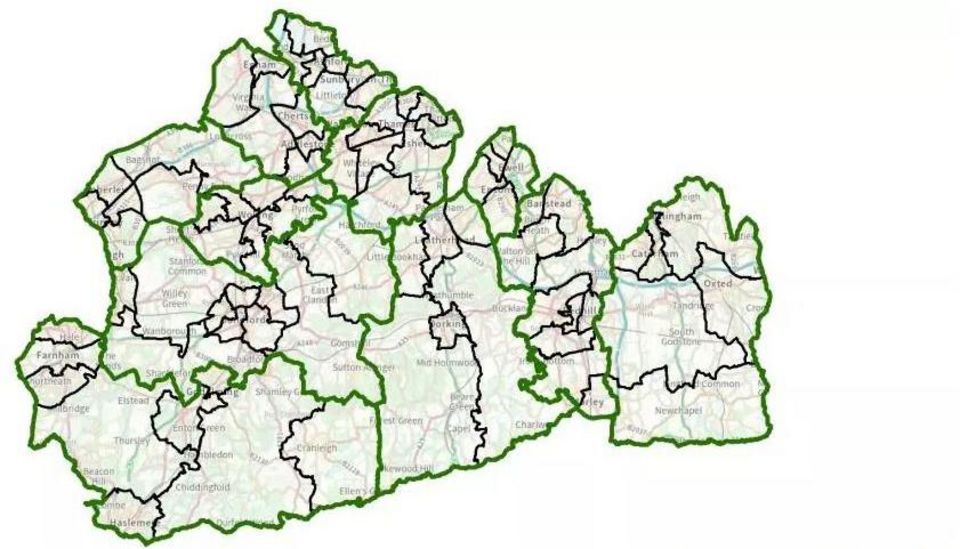 Surrey County Council boundary changes proposed for next election - BBC ...