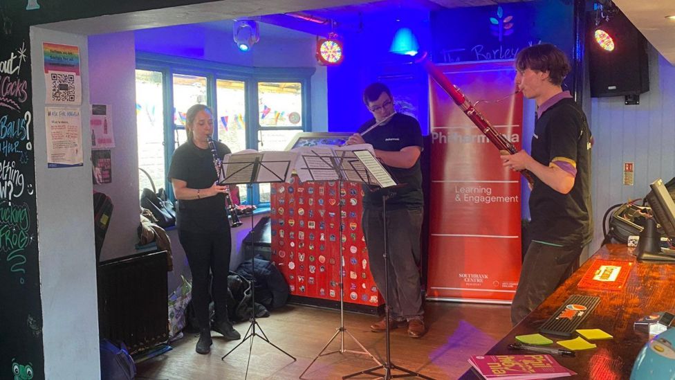 Orchestra hits right notes during Bedford pop-up concerts - BBC News