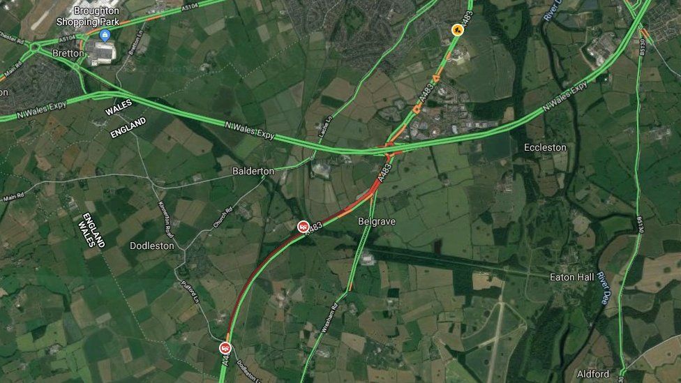 'Find alternative routes' after Wrexham Road crash - BBC News