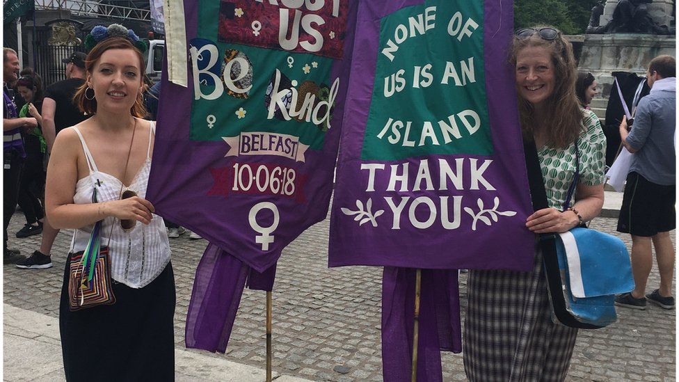 Belfast march celebrates women's suffrage centenary - BBC News