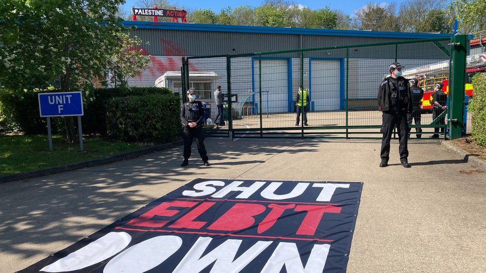 Pro-Palestinian drone factory protest enters second day - BBC News